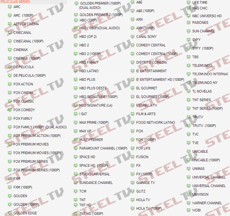 IPTV Premiere Channel Lineup - SteelTV